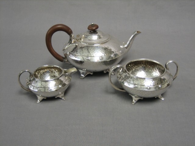 An Art Nouveau planished metal 3 piece tea service | 28th June 2006 ...