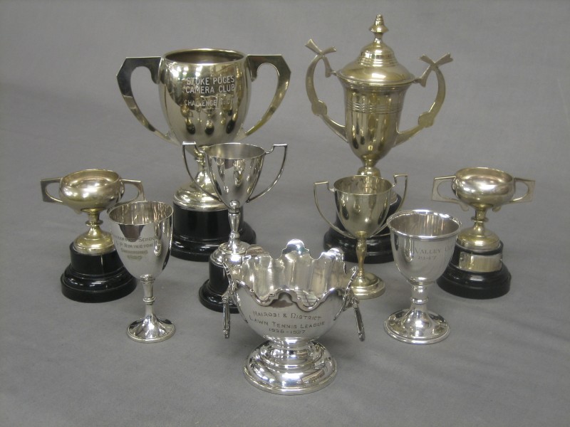 9 various silver plated trophies | 17th March 2010 | Denhams