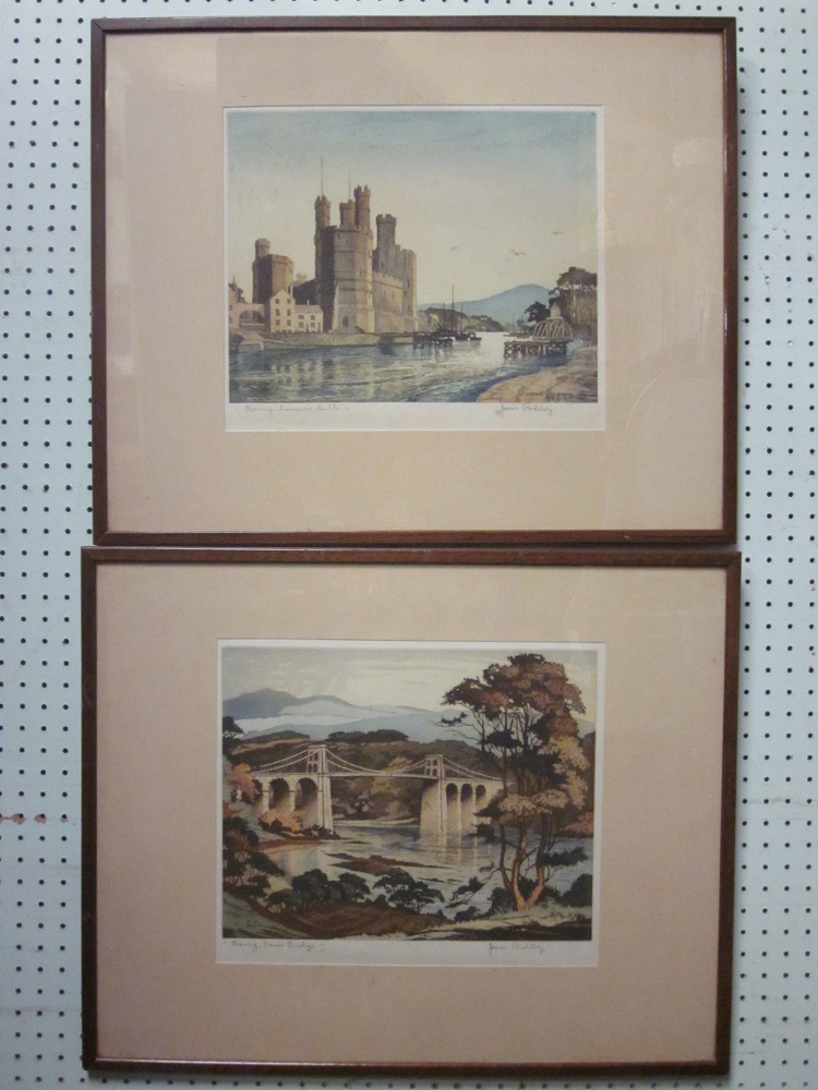 James Priddy, a pair of coloured prints "Evening Menai | 31st August ...
