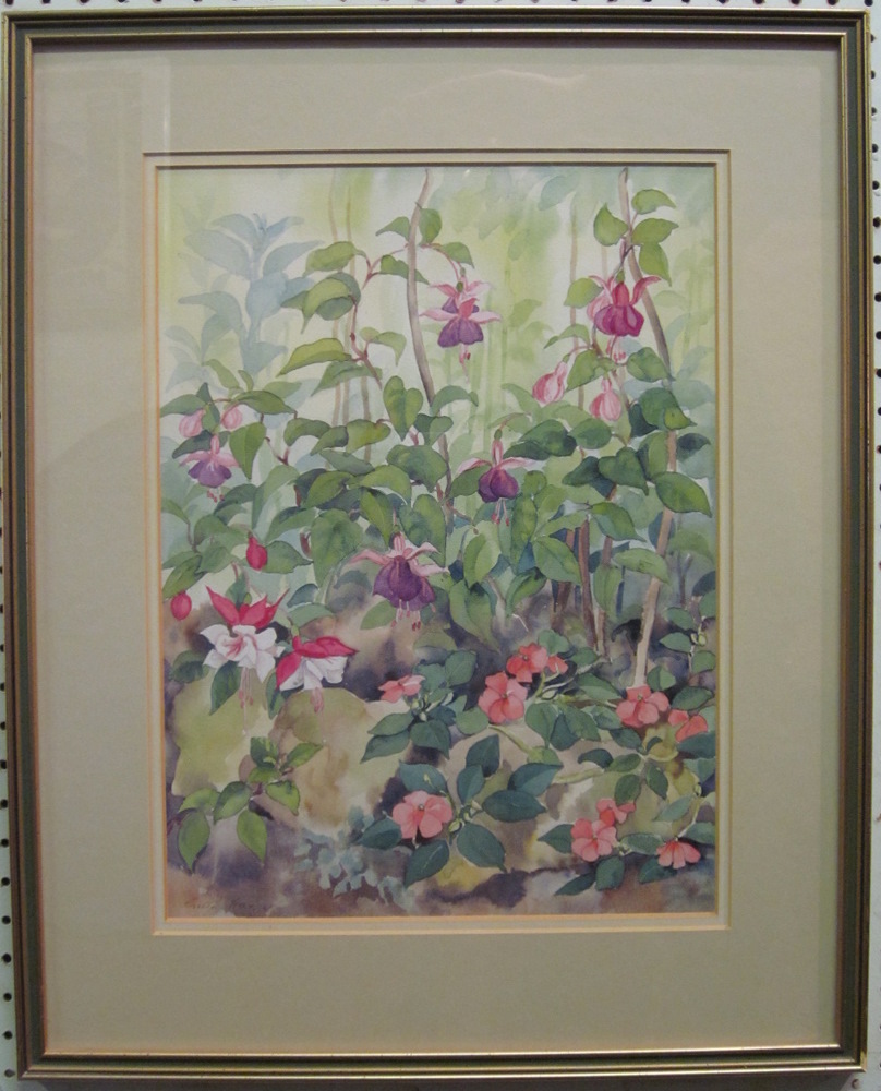 Greta Hansen, watercolour "Fuschias" signed 14" x 11" | 14th December ...