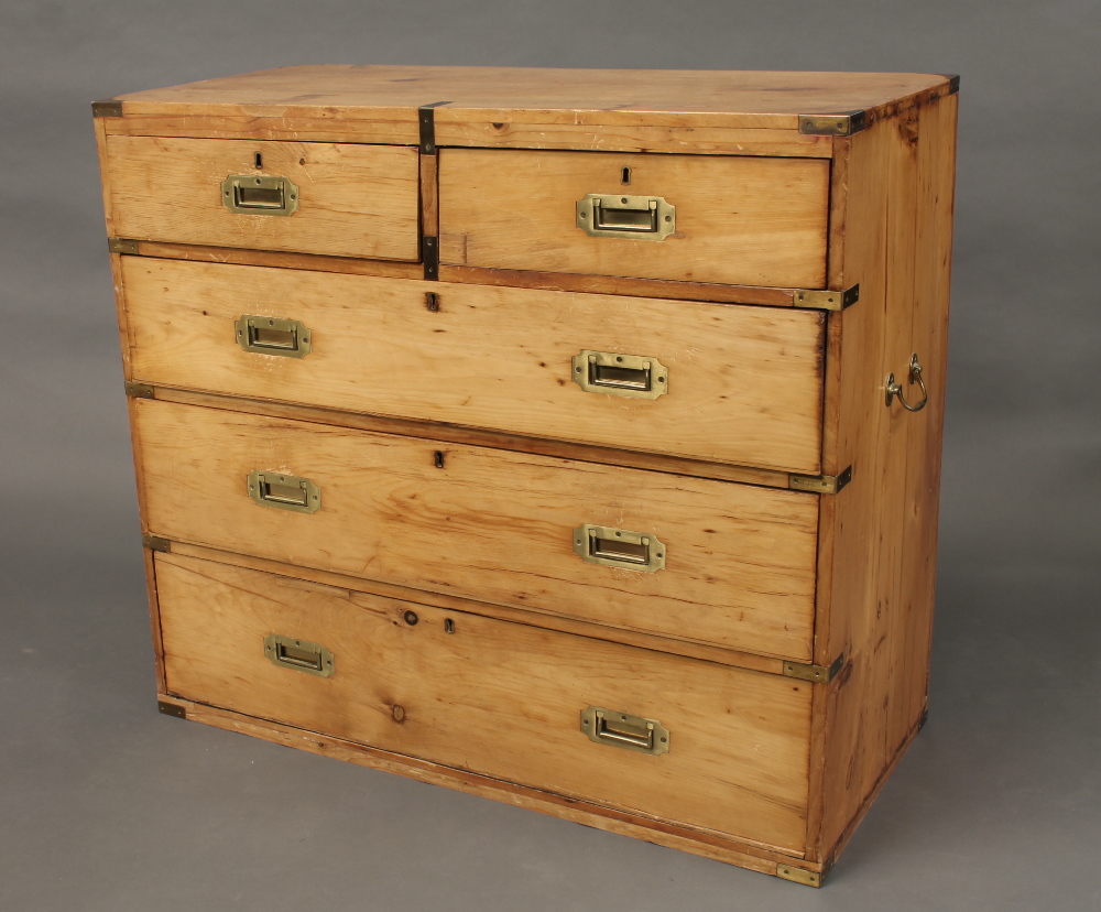 A pine and brass banded military chest of 2 short and | 11th April 2012 ...