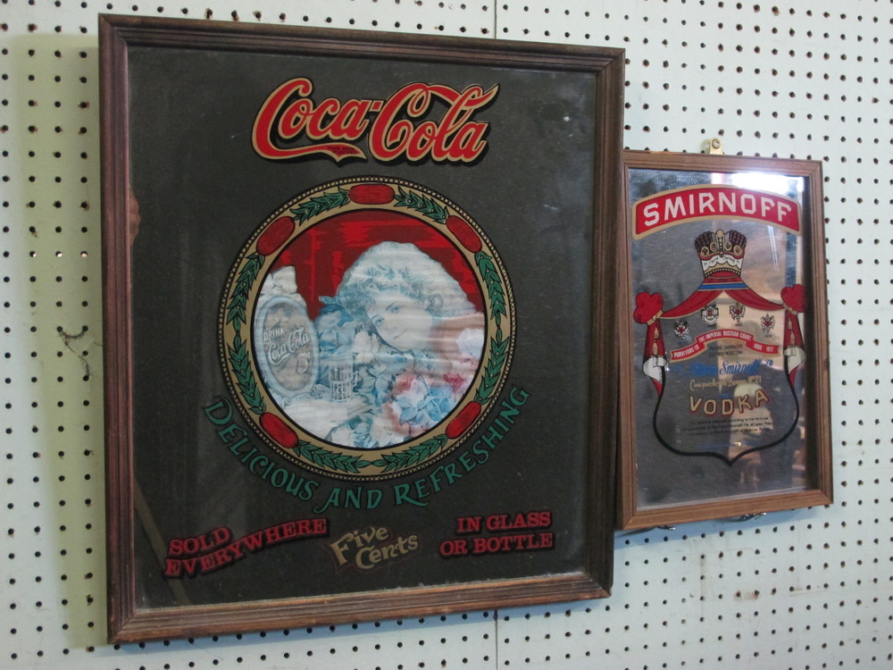 A reproduction pub mirror marked Smirnoff 11" x 8" | 11th July 2012 ...