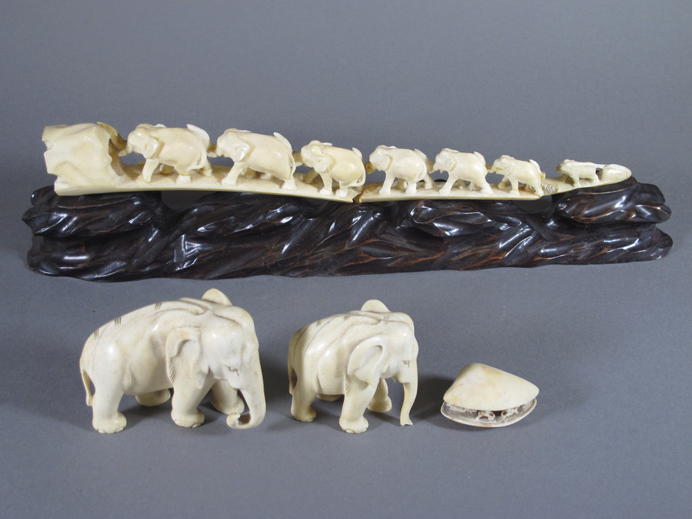 A carved ivory bridge of elephants 14", f and r, 2 | 15th May 2013 ...