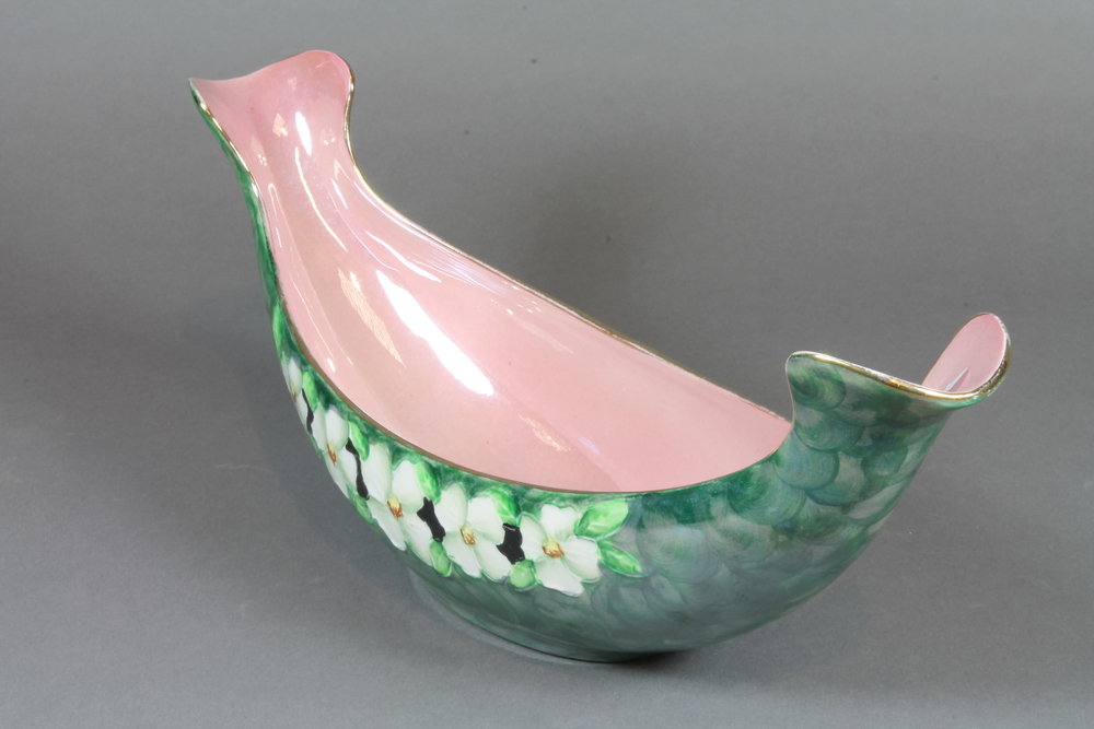 A Malingware green glazed boat shaped vase 12" | 4th September 2013 ...