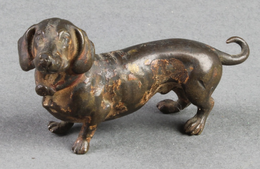 A cold painted bronze figure of a Dachshund 2 1/2" | 8th April 2015 ...