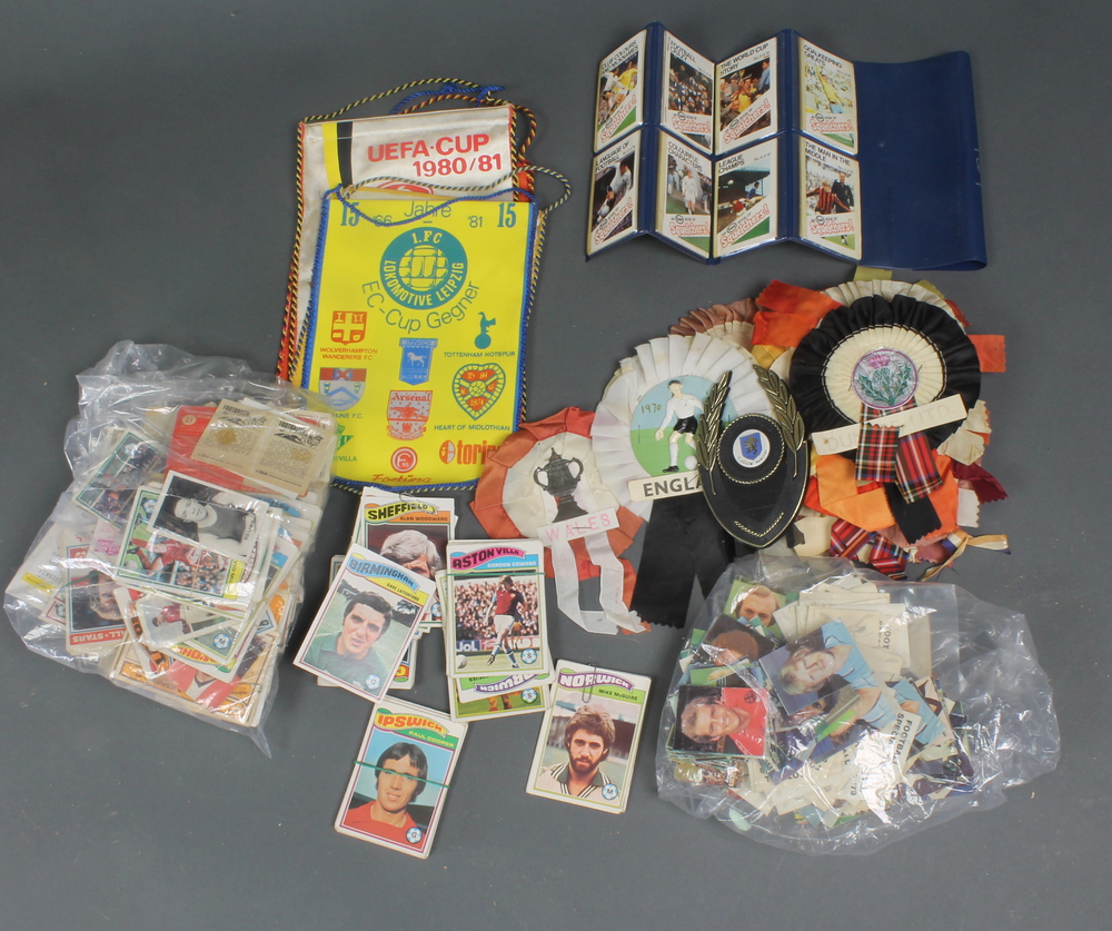 A box of football rosettes, pennants, stickers, trade | 3rd June 2015 ...