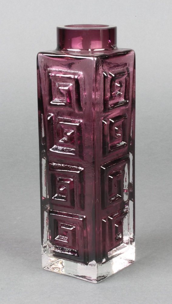 A Whitefriars amethyst Greek Key square vase 8" | 13th April 2016 | Denhams