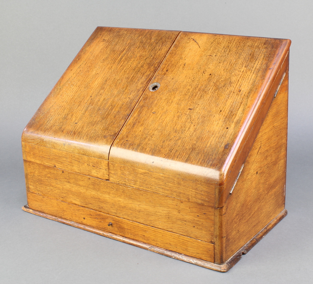 A Victorian wedge shape light oak stationery box with | 28th September ...