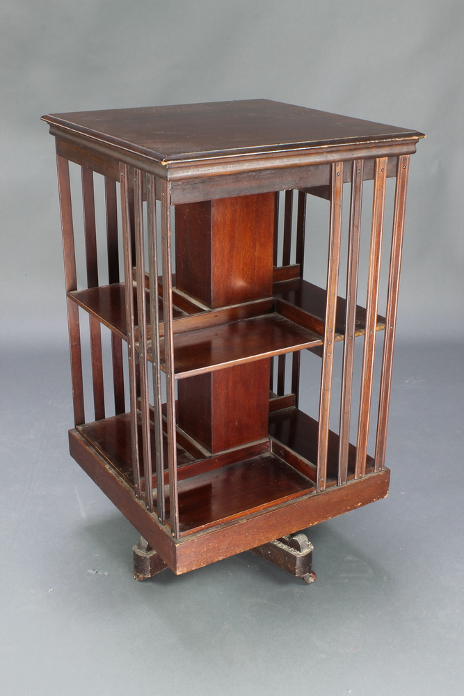 An Edwardian square mahogany 2 tier revolving bookcase | 4th October ...