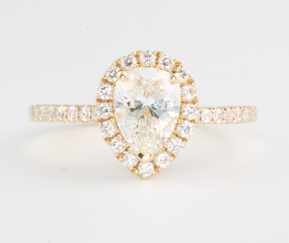 An 18ct yellow gold pear shaped diamond ring, the | 1st November 2017 ...