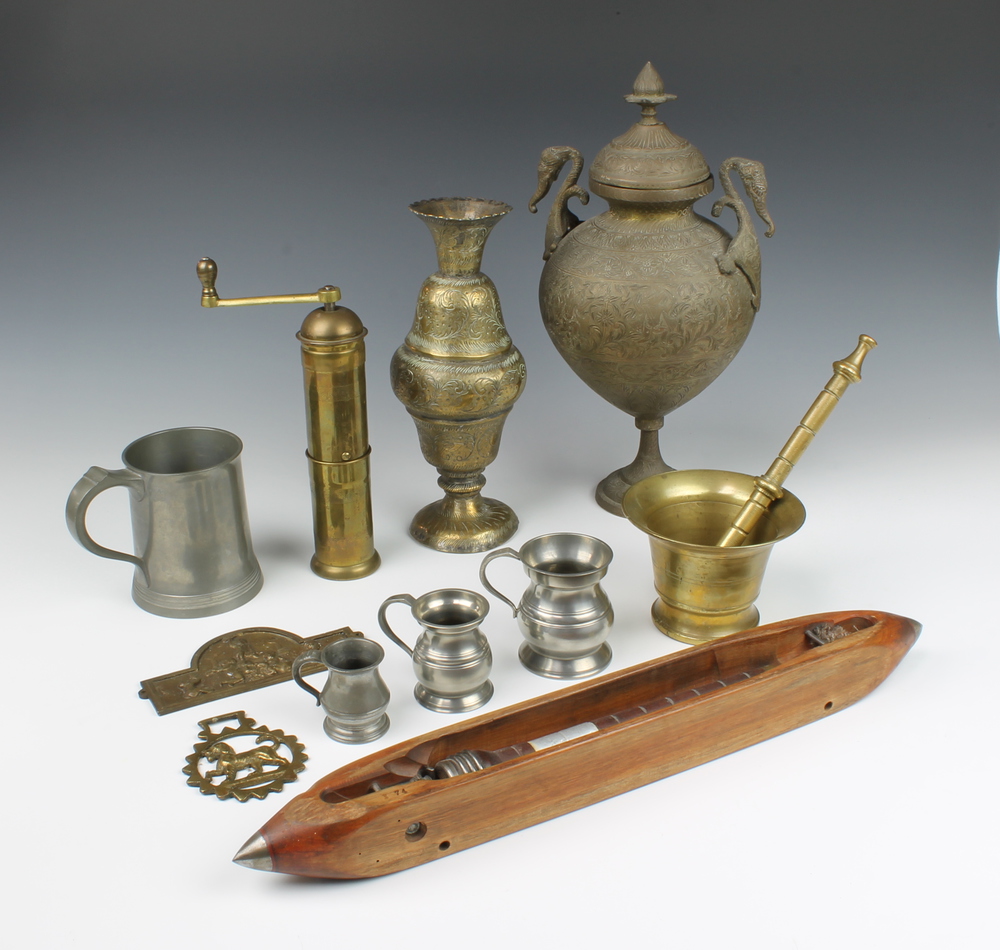 A 19th Century Benares brass twin handled urn and | 28th February 2018 ...