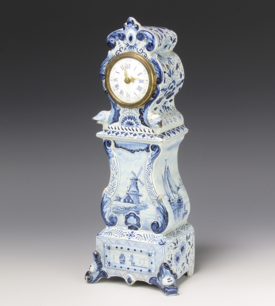 A Delft blue and white longcase clock decorated with | 18th July 2018 ...