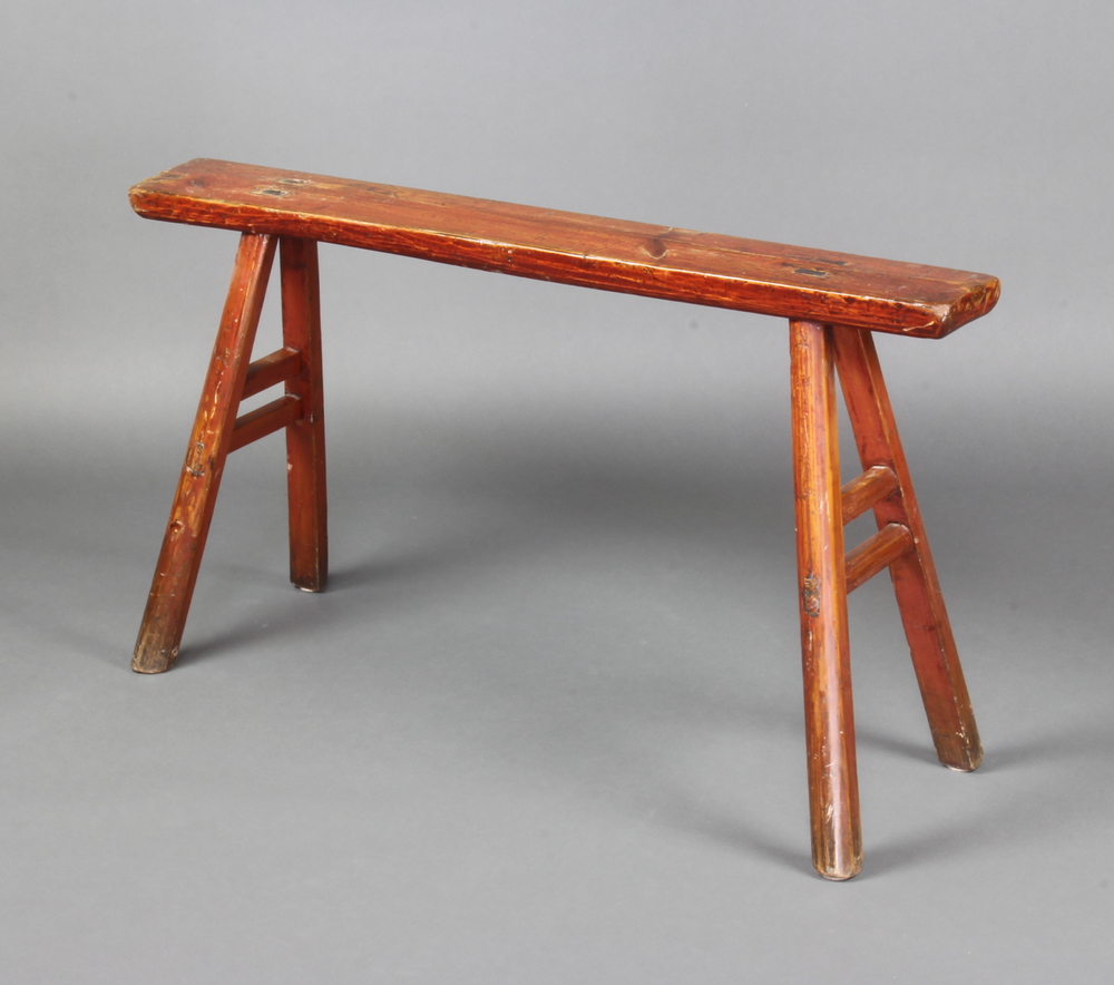 A Chinese rectangular hardwood trestle stool 54cm h x | 15th August ...