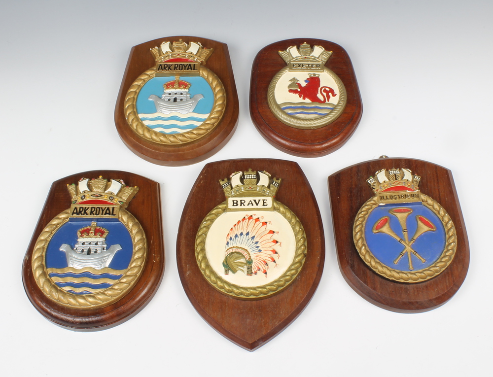 Five wooden and plaster Royal Naval ships plaques, Ark | 13th February ...