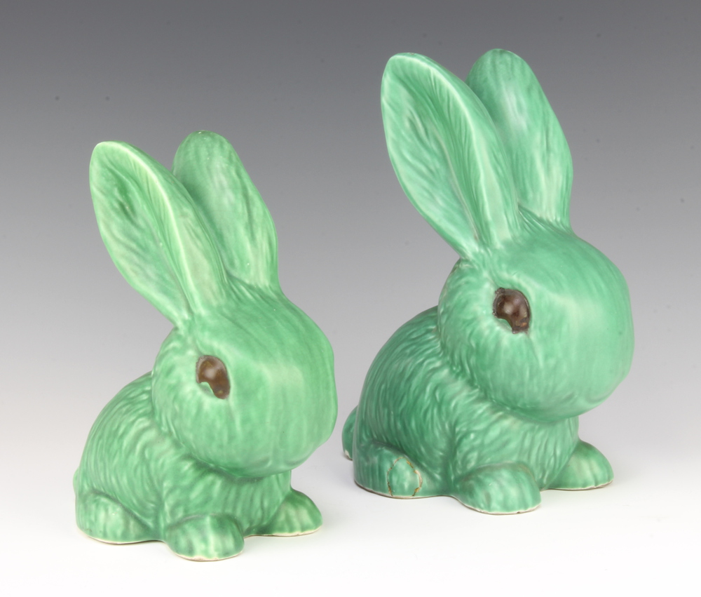 A Sylvac green glazed rabbit 1028 25cm, ditto 1027 | 10th April 2019 ...