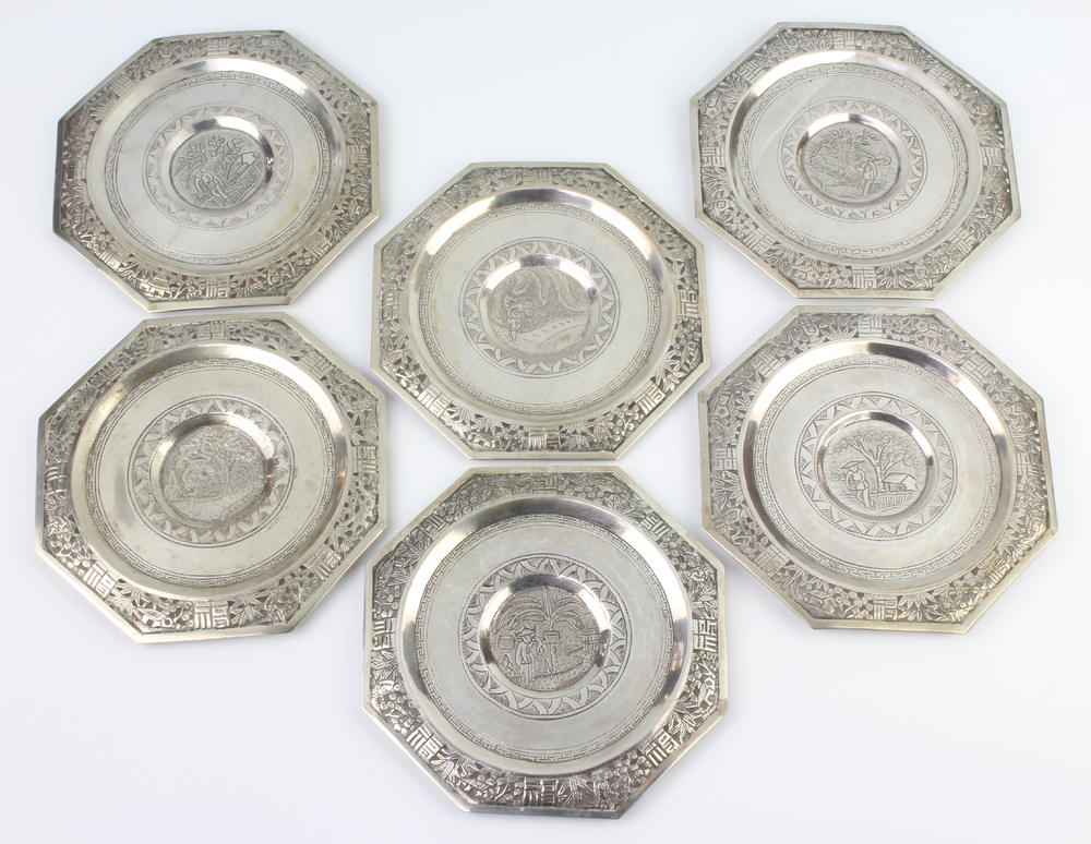 A set of 6 Chinese silver octagonal dishes decorated | 23rd October ...