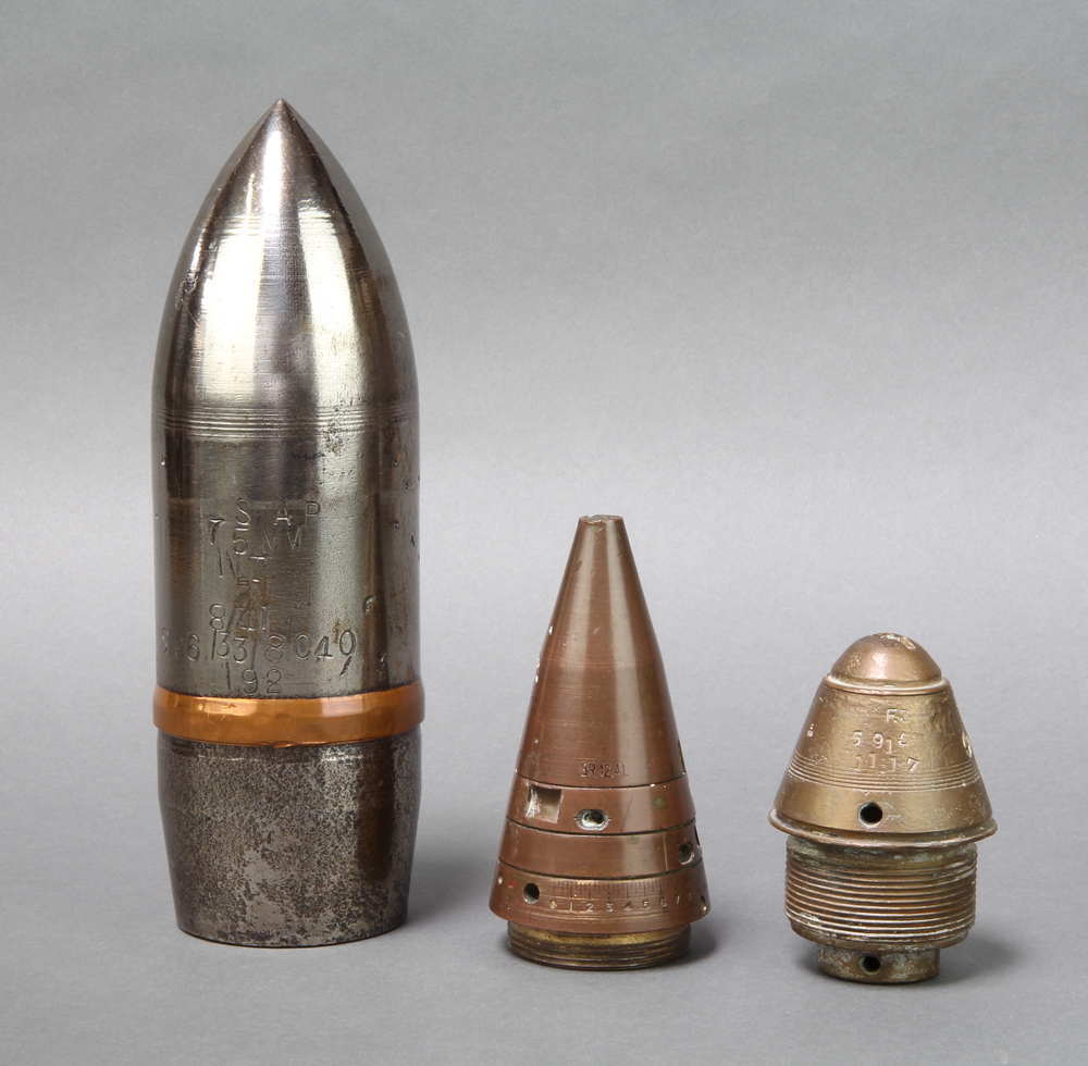 A shell nose cone 23cm x 6cm together with a brass and | 20th May 2021 ...