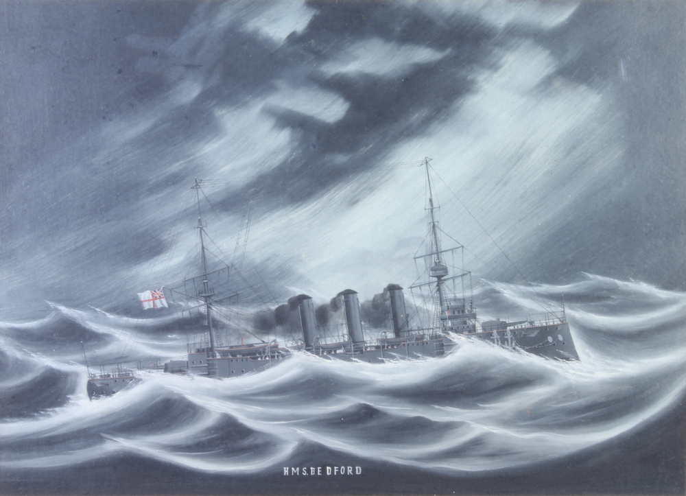 Early 20th Century gouache unsigned "HMS Bedford" in | 17th June 2021 ...