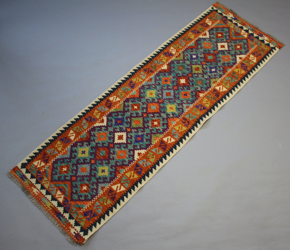 A yellow, turquoise and orange ground Chobi Kilim | 2nd December 2021 ...