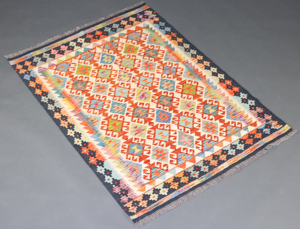 A white, green and orange ground Chobi Kilim rug 143cm | 10th March ...