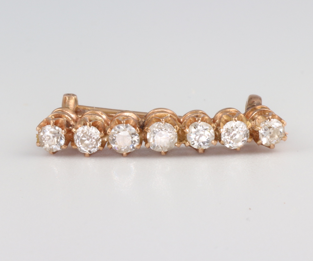 A Victorian yellow metal 7 stone diamond bar brooch, | 24th August 2022 ...
