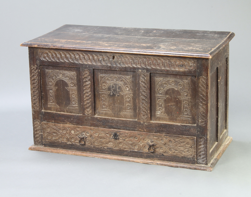 A 17th/18th Century carved oak mule chest with hinged | 21st September ...