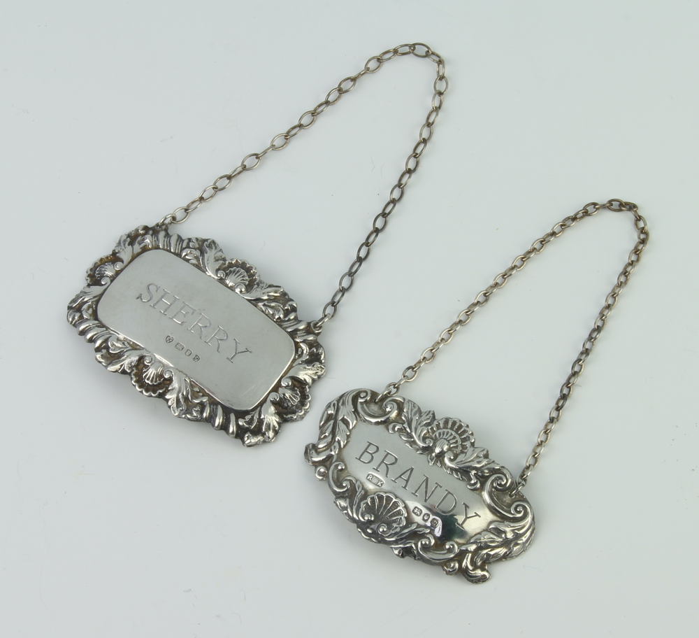 A silver Sherry label London 1968, 1 other Brandy, 24 | 19th October ...