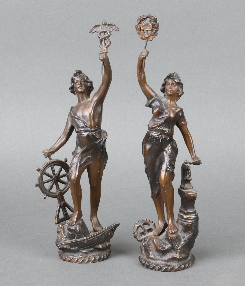 A pair of 1930's spelter figures of a standing lady | 23rd February ...