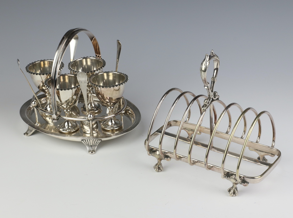 An Edwardian silver plated 4 piece egg cup set and a 7 | 23rd March ...