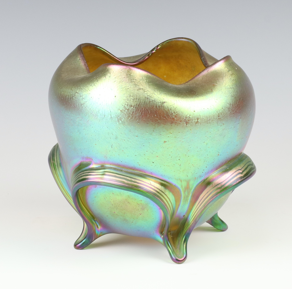 A Loetz style Art Nouveau bowl with wavy rim raised on | 20th April ...