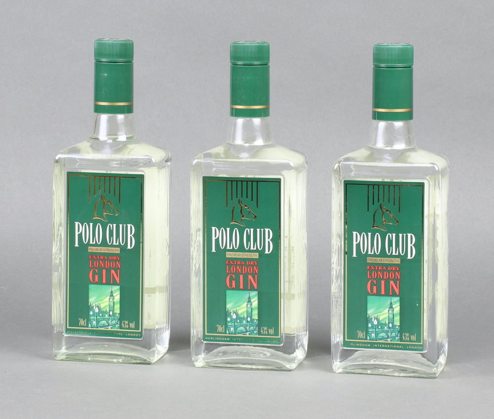 Three 70cl bottles of Polo Club Gin 43% volume, | 17th May 2023 | Denhams