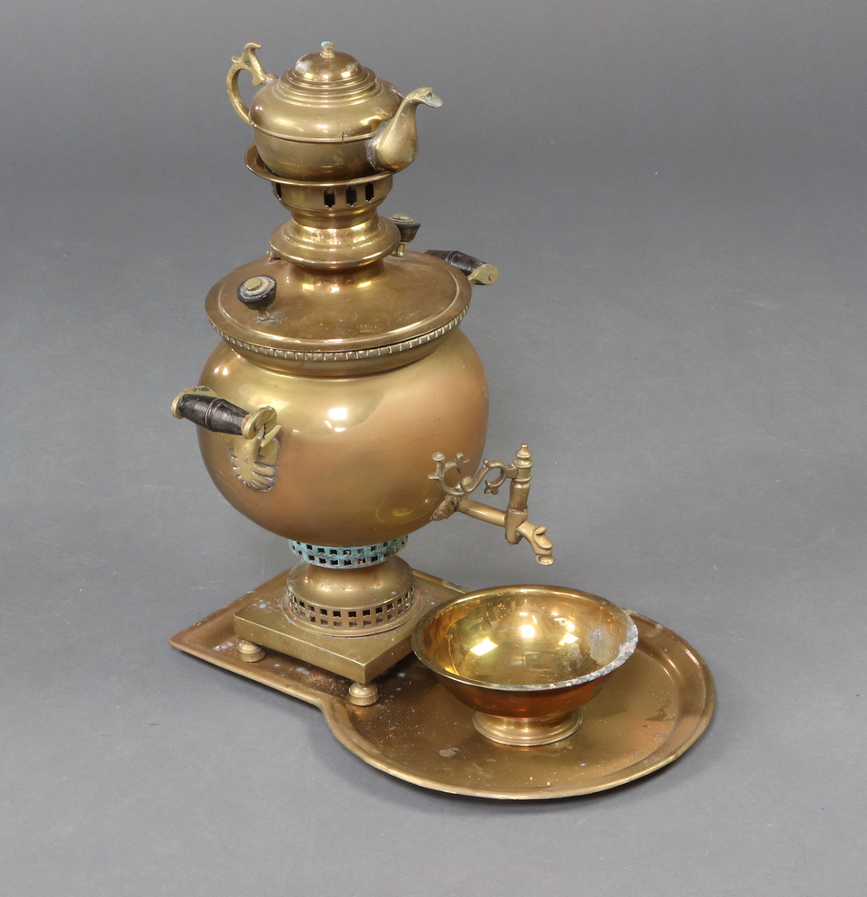 A brass twin handled Samovar and tray 53cm h x 33cm w | 15th June 2023 ...
