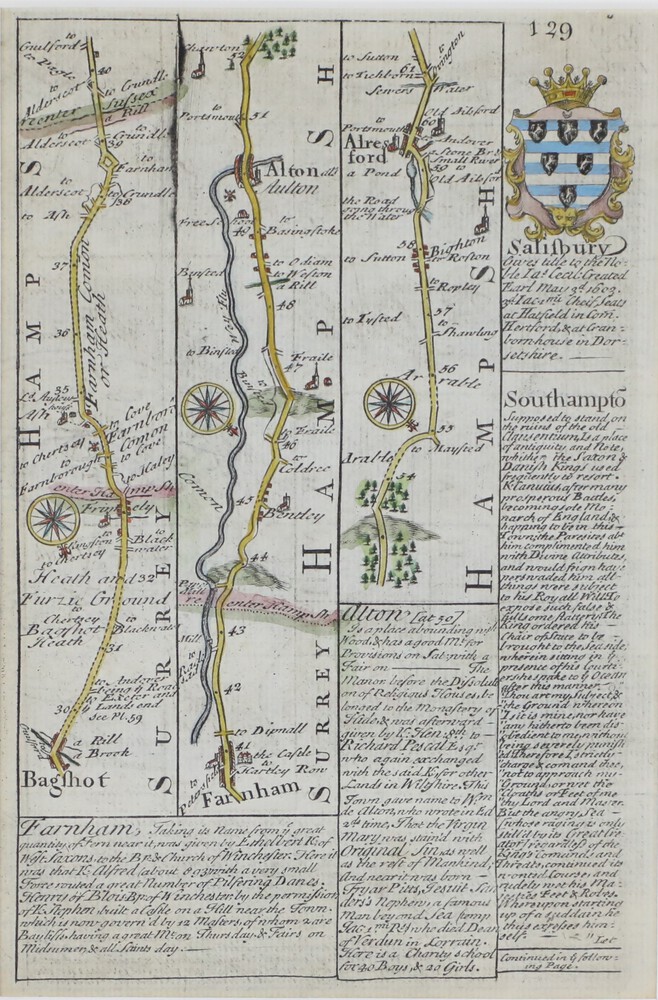 An 18th Century road map of Bagshot to Salisbury, | 13th July 2023 ...