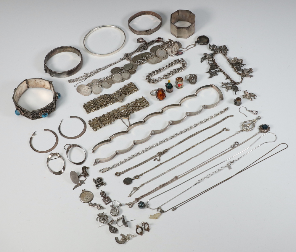 A silver bracelet and minor silver jewellery including | 5th October ...