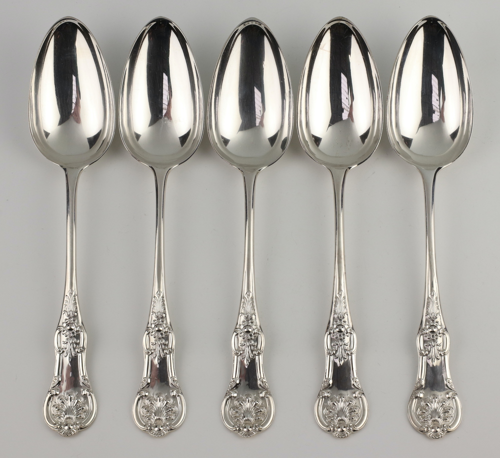 Five Victorian silver Kings pattern table spoons | 25th January 2024 ...
