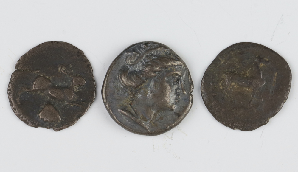 Three Ancient Greek silver Obol or Diobol coins, dated | 25th January ...