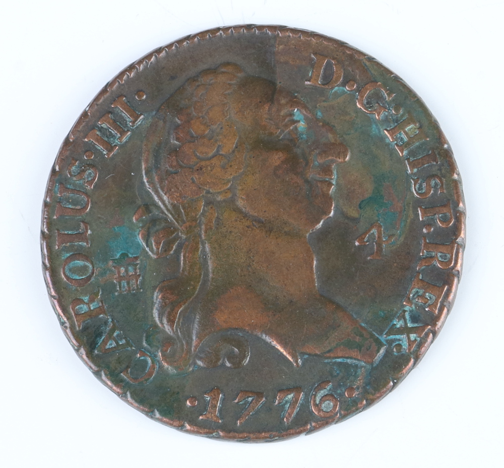 A Spanish copper coin of Charles III, dated 1776 with | 25th January ...
