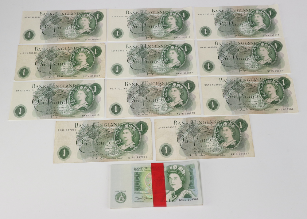 Twenty eight one pound notes, consecutive numbers - | 15th May 2024 ...