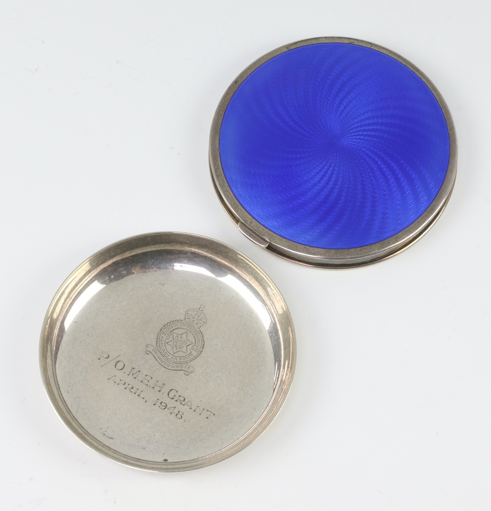 A 925 standard blue guilloche enamel compact 8cm | 12th June 2024 | Denhams