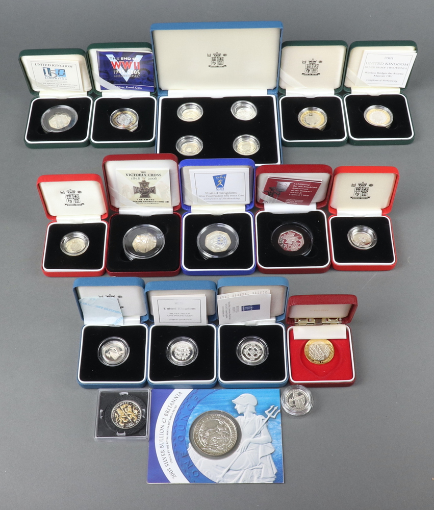 Four silver proof fifty pence coins, 5 ditto two pound | 12th June 2024 ...