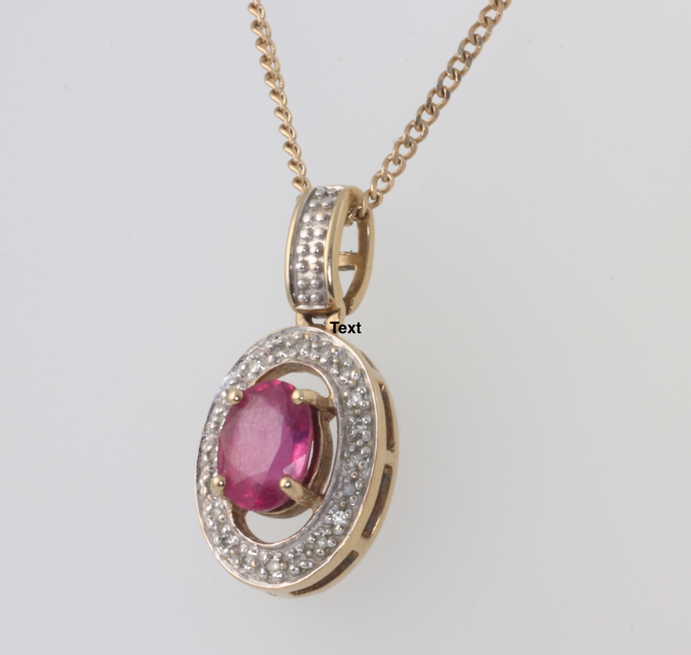 A yellow metal 9k ruby and diamond and oval pendant, | 12th June 2024 ...