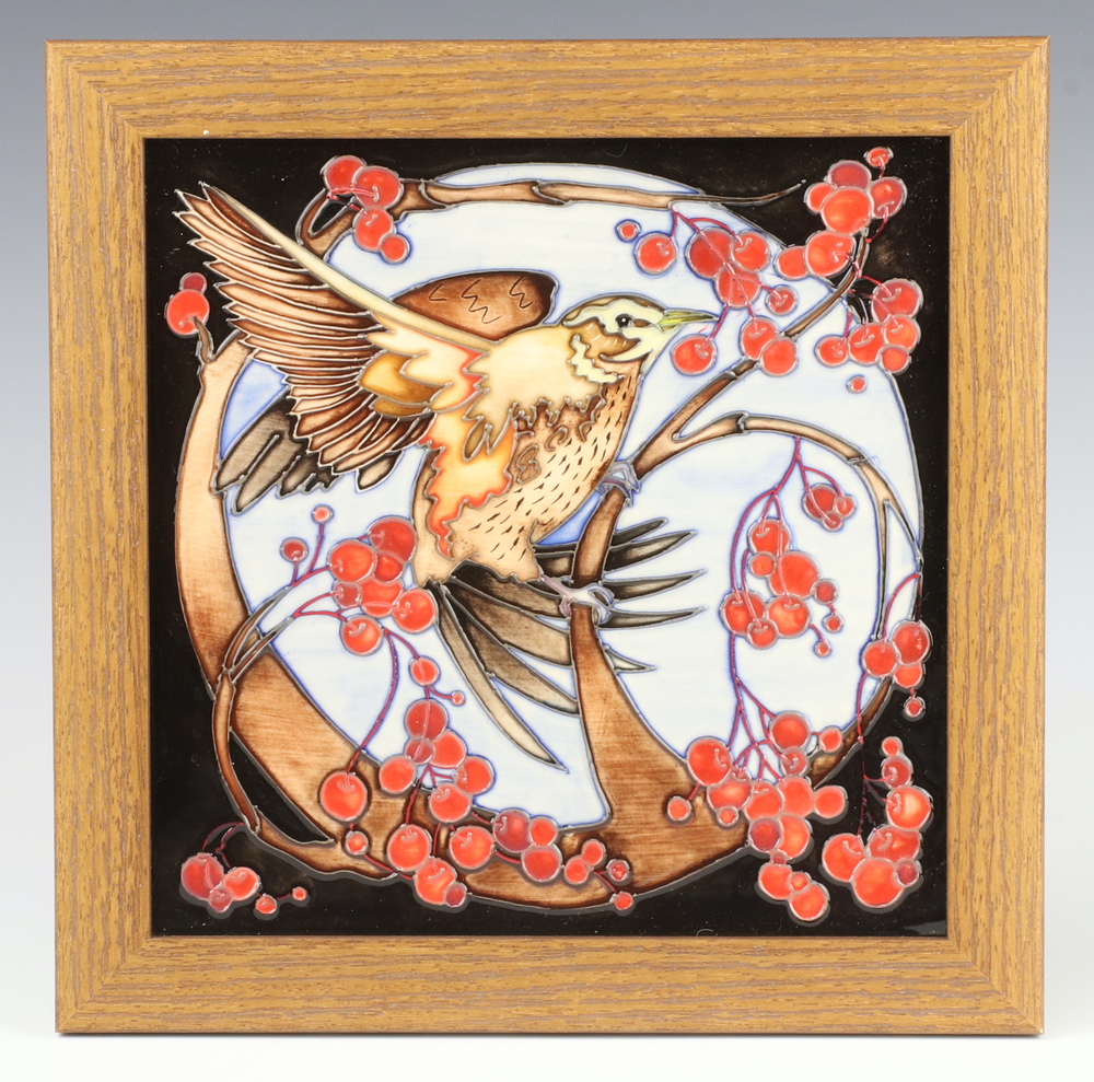 A Moorcroft square tile decorated with a bird amongst | 5th September ...