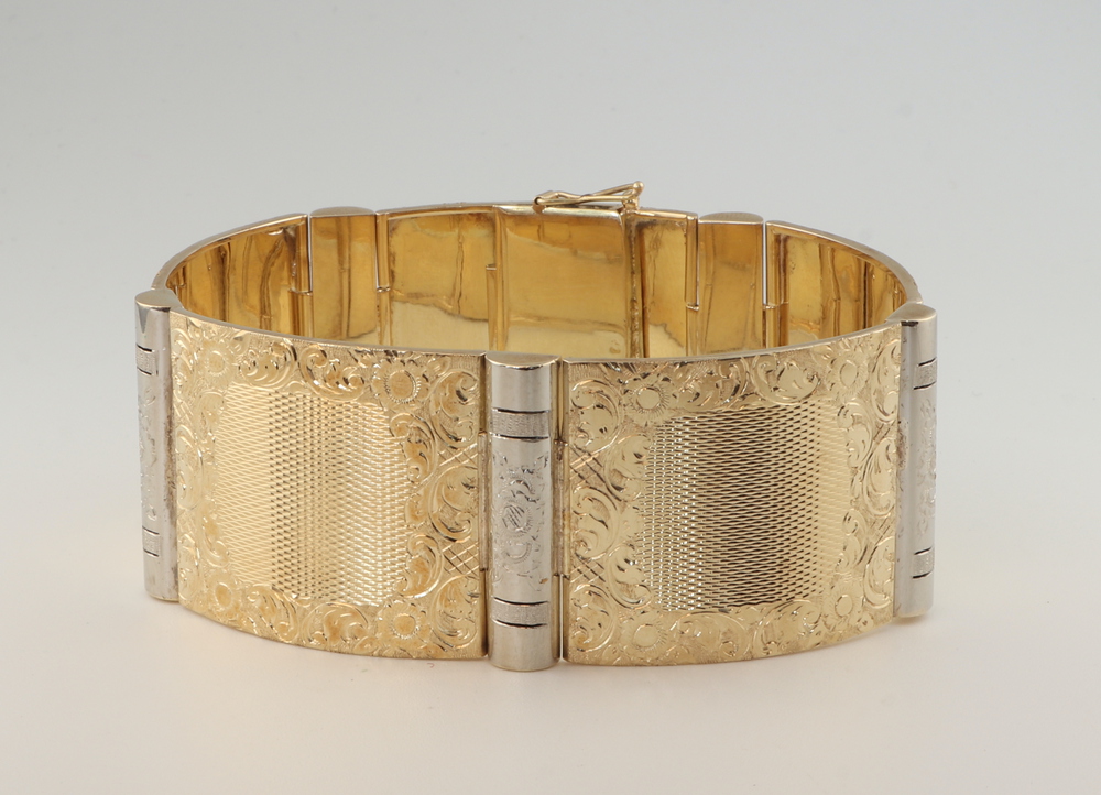 A yellow metal 585 engraved bracelet, 33 grams | 5th September 2024 ...