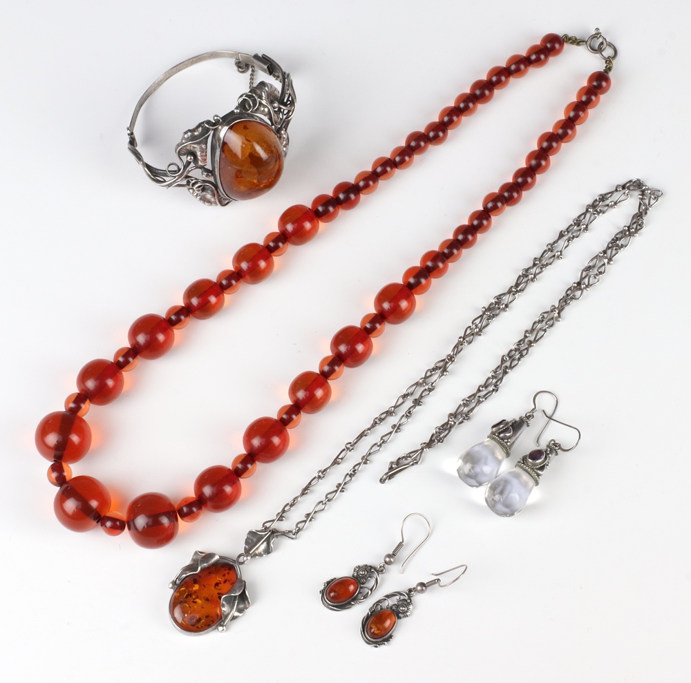 A silver and amberoid bracelet and minor amberoid | 30th October 2024 ...