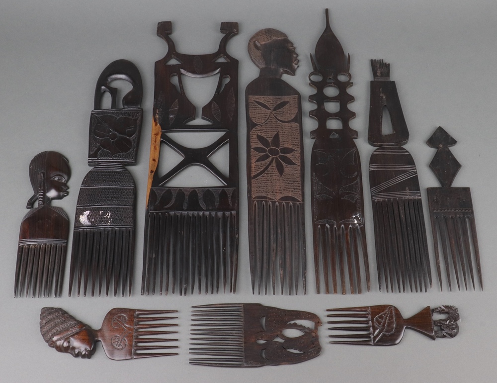 Ten African carved ebony Afro combs | 27th November 2024 | Denhams