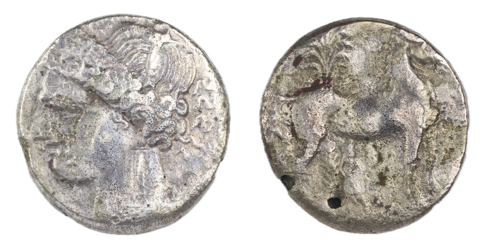 Carthage, 264-241 BC, 28mm, silver Triple Shekel, Obv: | 11th December ...