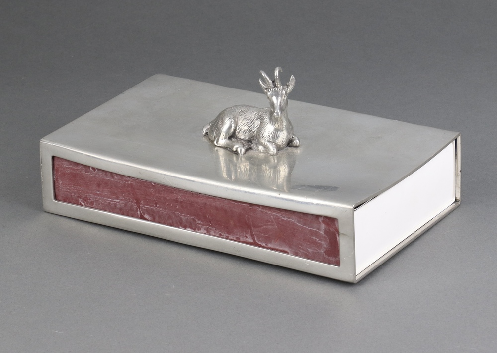 A large pewter table match box holder surmounted by a | 15th January ...