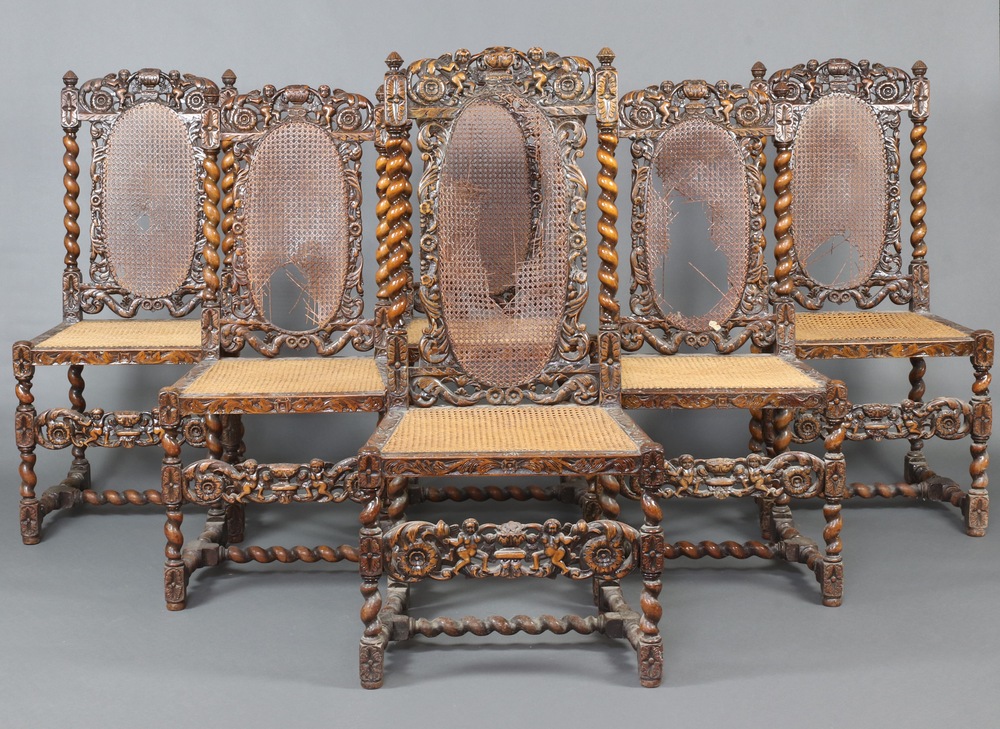 A harlequin set of 6 Victorian Carolean style heavily | 15th January ...