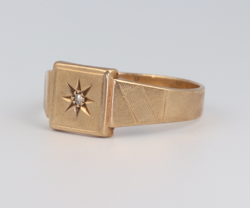 A gentleman's 9ct yellow gold diamond set signet ring, | 12th March ...