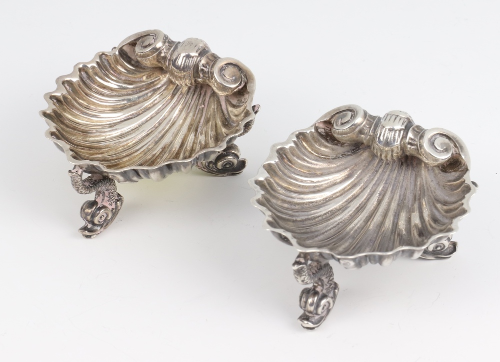 A pair of silver shell shaped salts with dolphin | 12th March 2025 ...